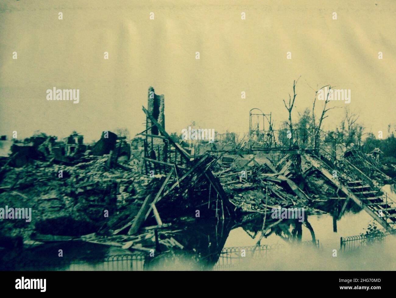 Shelling damage at Blagny, France, WWI (29994749153 Stock Photo - Alamy
