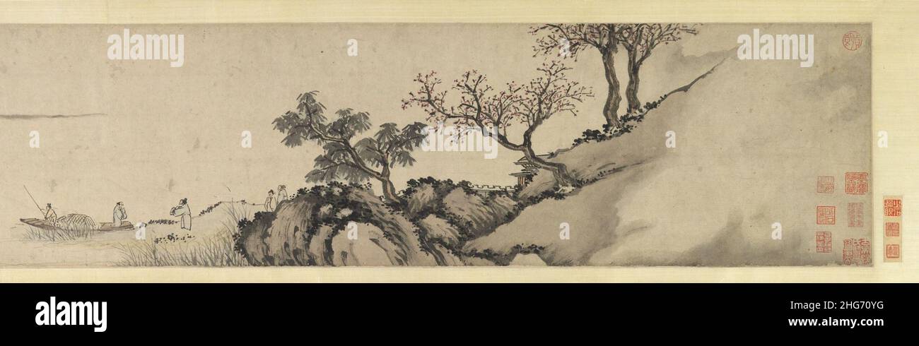 Shen Zhou 沈周 - Farewell at a Spring River (Chun jiang song bie 春江送別 ...