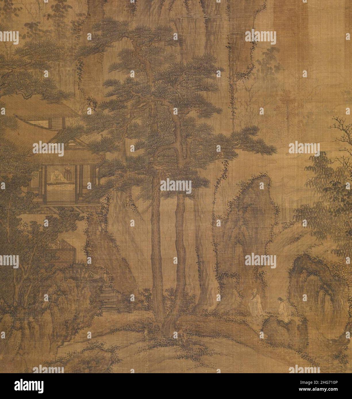 Sheng Mou - Mountain Landscape with Scholar in a Pavilion and Two ...