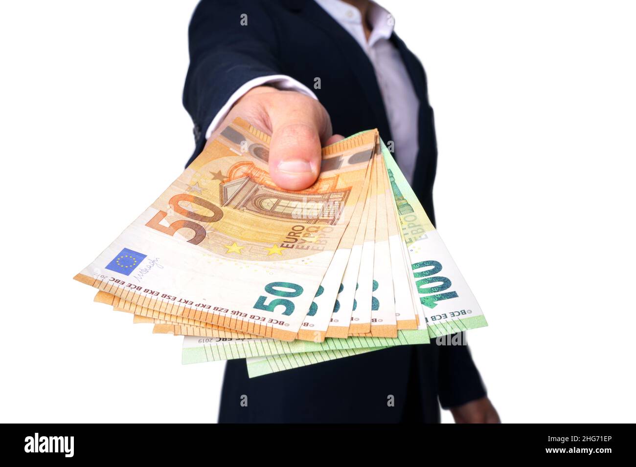 Hand money euro giving hi-res stock photography and images - Alamy