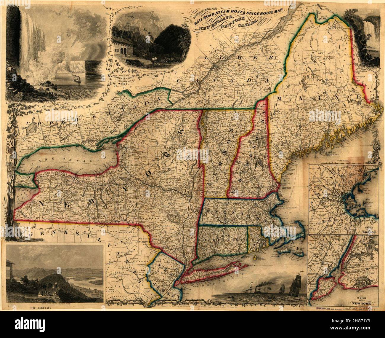 Sherman & Smith's railroad, steam boat & stage route map of New England ...