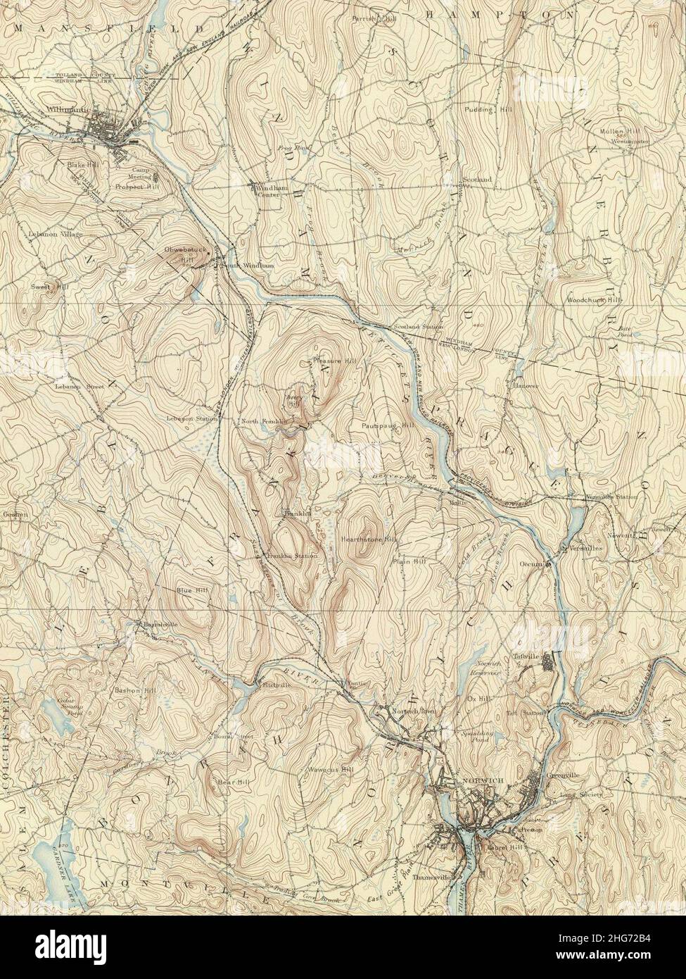 Shetucket River (Connecticut) map Stock Photo - Alamy