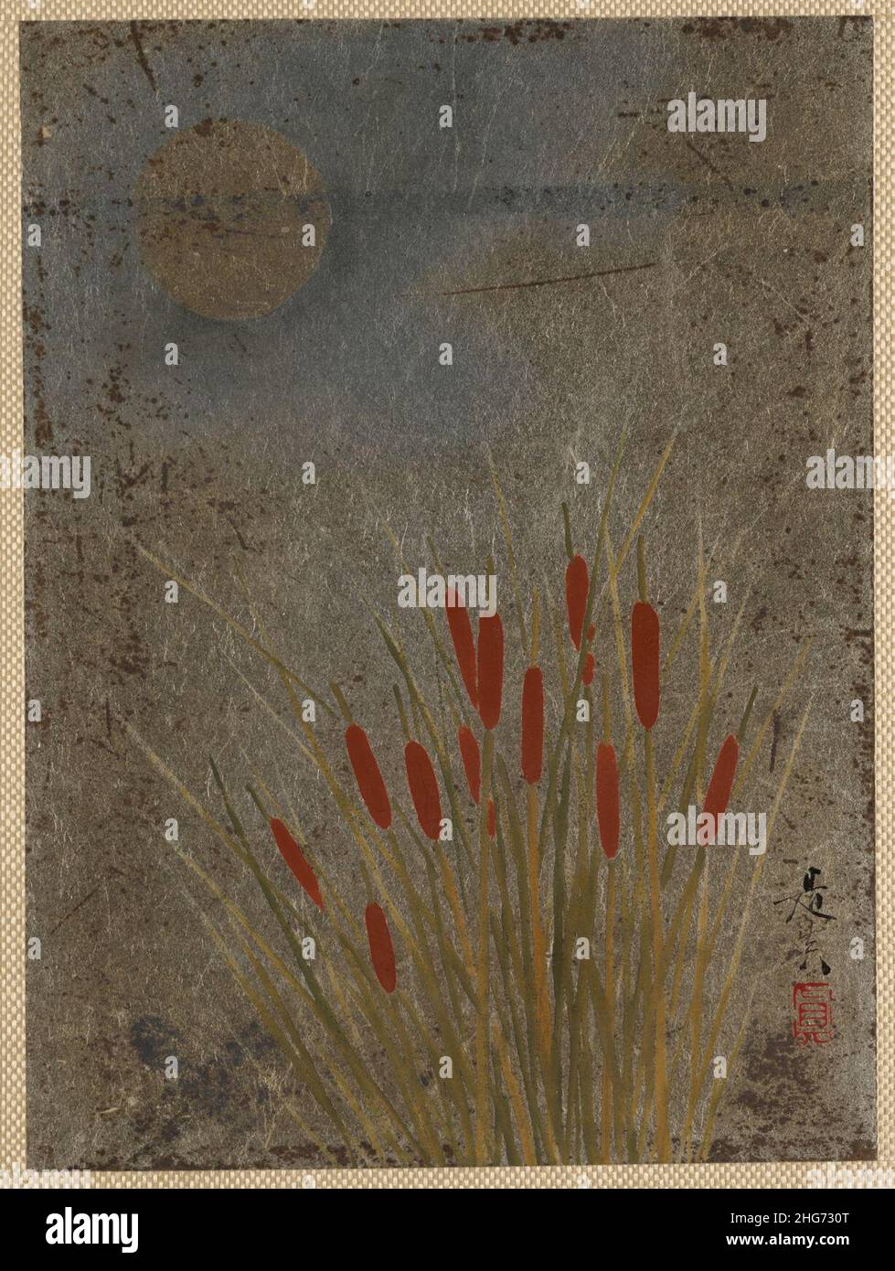 Shibata Zeshin - Cat Tails and Moon Stock Photo - Alamy