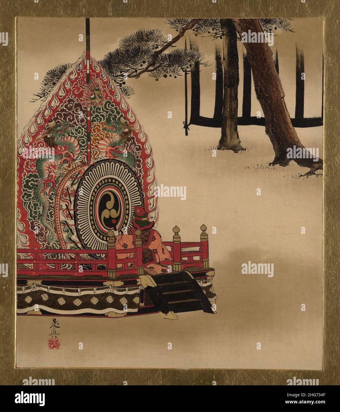 Shibata Zeshin - Lacquer Paintings of Various Subjects, Drum for Gagaku ...