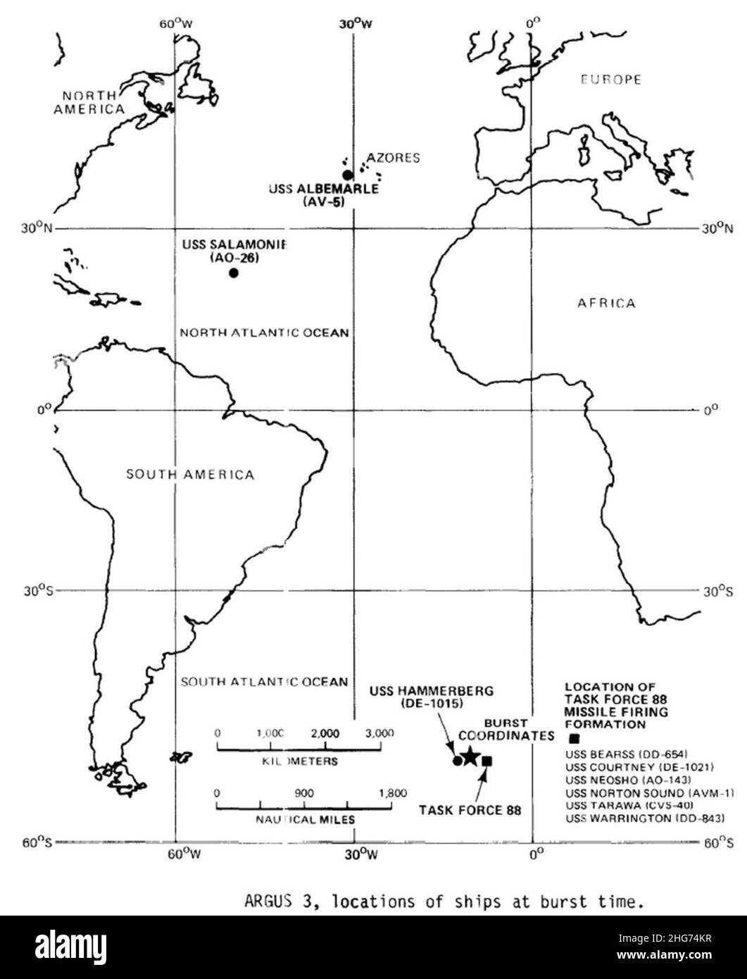 Ship disposition during Argus 3 nuclear test 1958 Stock Photo - Alamy