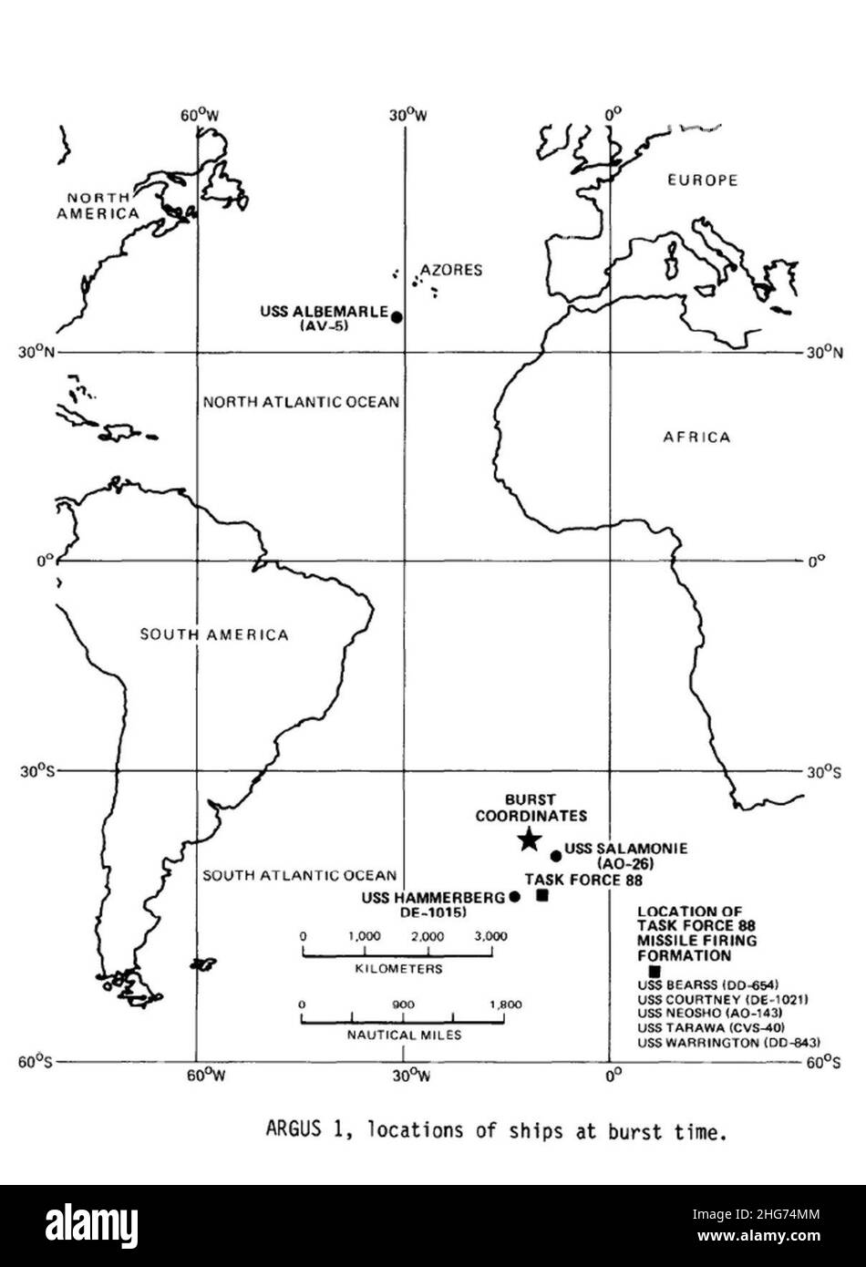 Ship disposition during Argus 1 nuclear test 1958 Stock Photo - Alamy