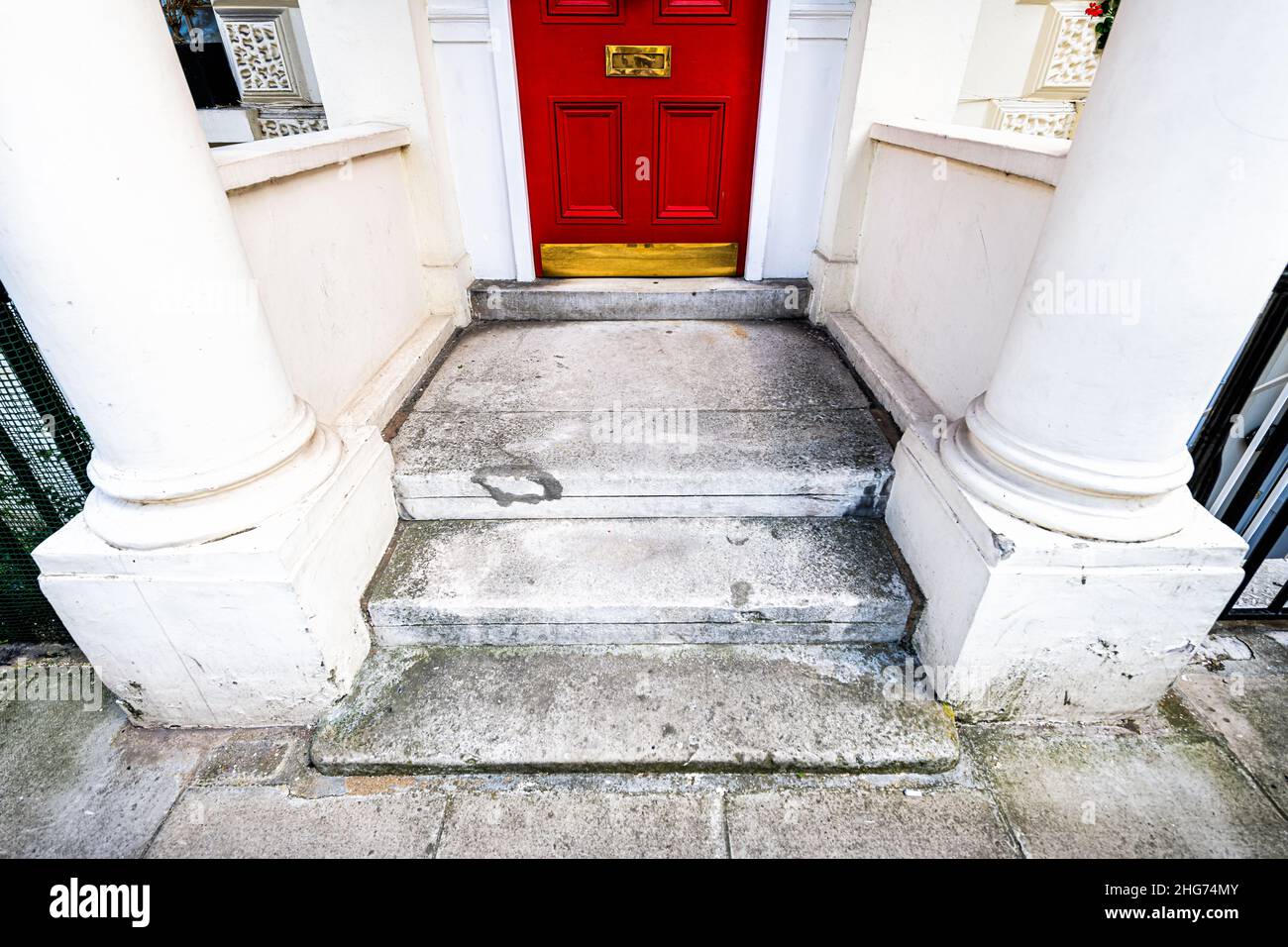 Pimlico, London terraced row house building white architecture columns ...