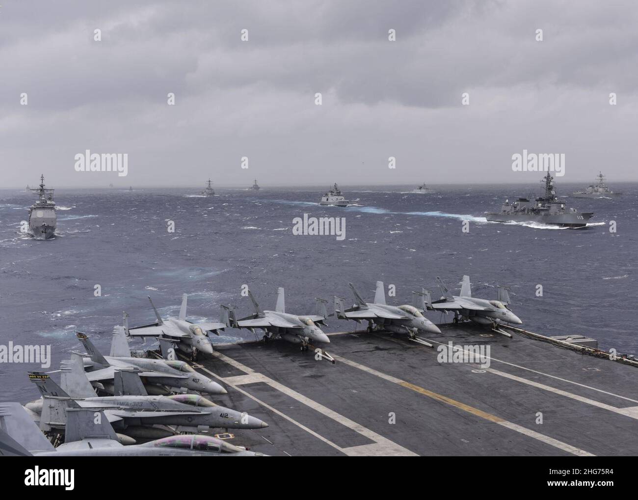 Ships from the Indian Navy, JMSDF and the United States Navy sail in ...