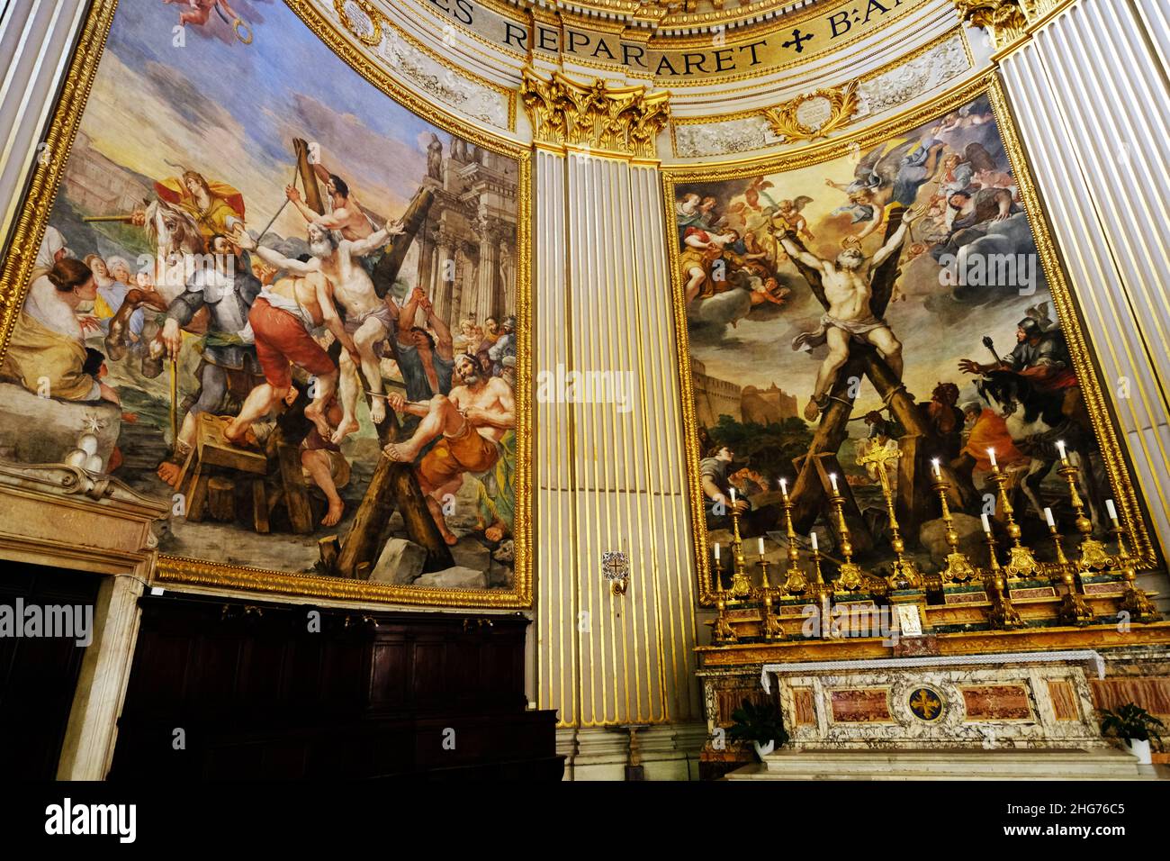 Two paintings of Christ on the cross in Sant Andrea della Valle in Rome ...