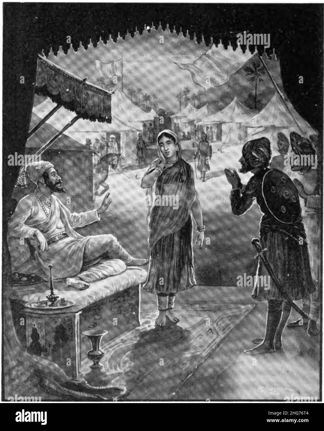 Shivaji liberating a captive Musalman Girl - M. V. Dhurandhar Stock ...