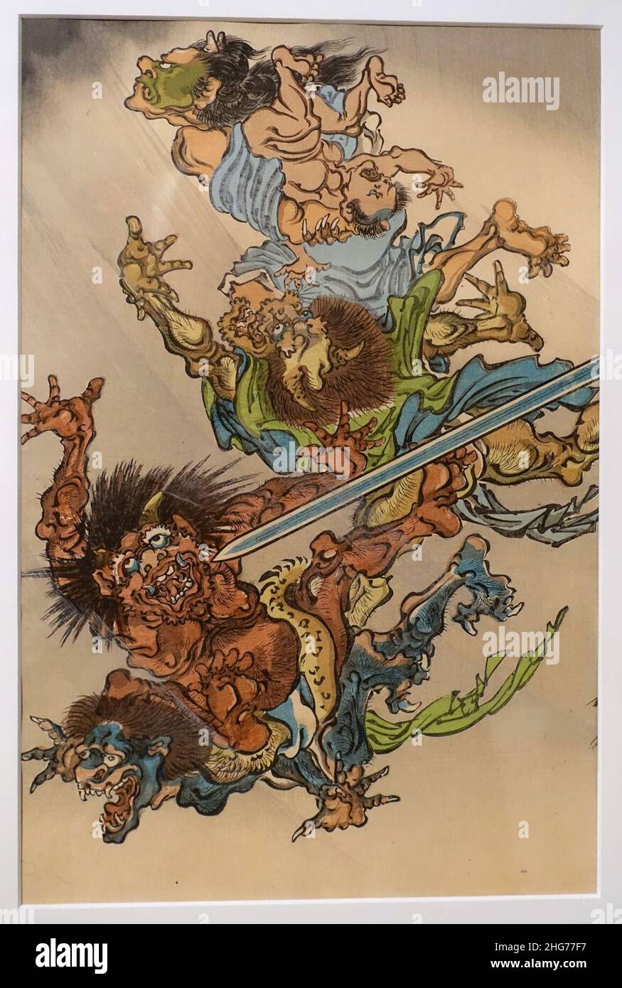 Shoki Riding a Tiger and Attacking a Group of Demons, May from Twelve ...