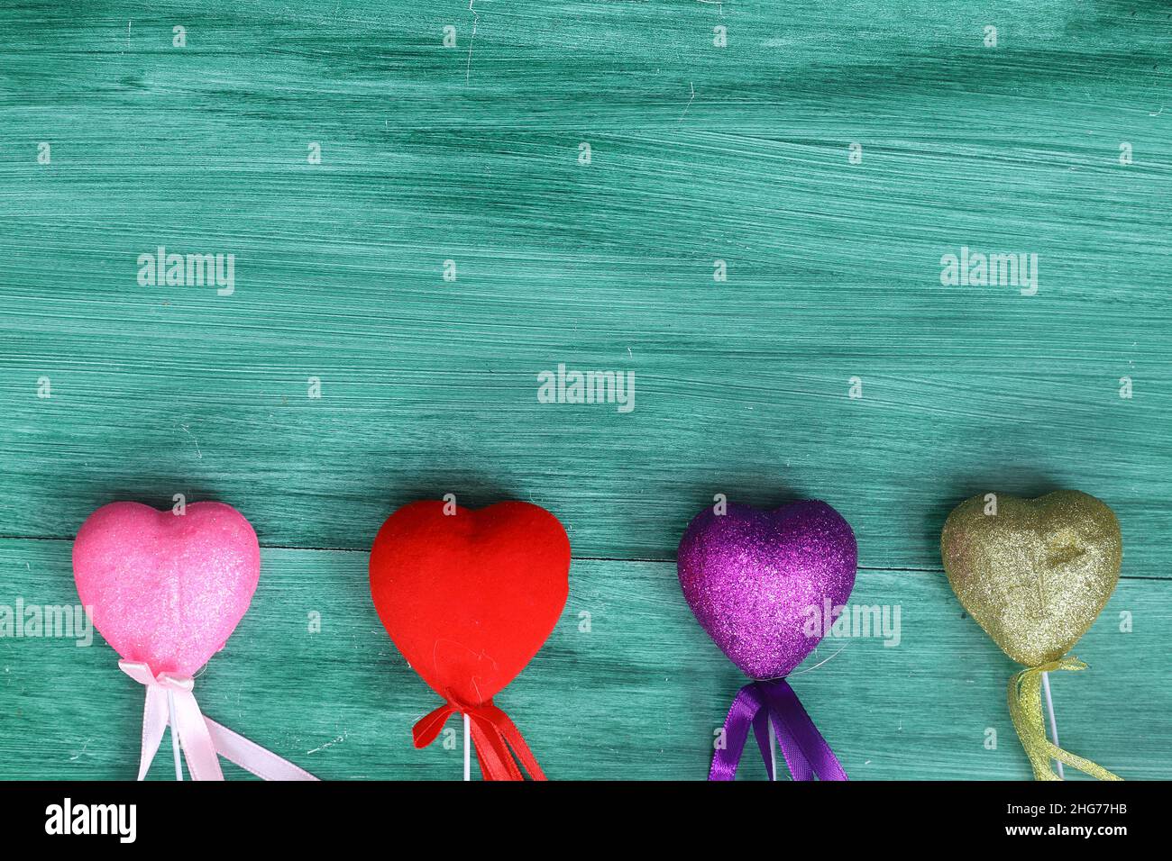 Valentines Day hearts on vintage wooden background as Valentines Day ...