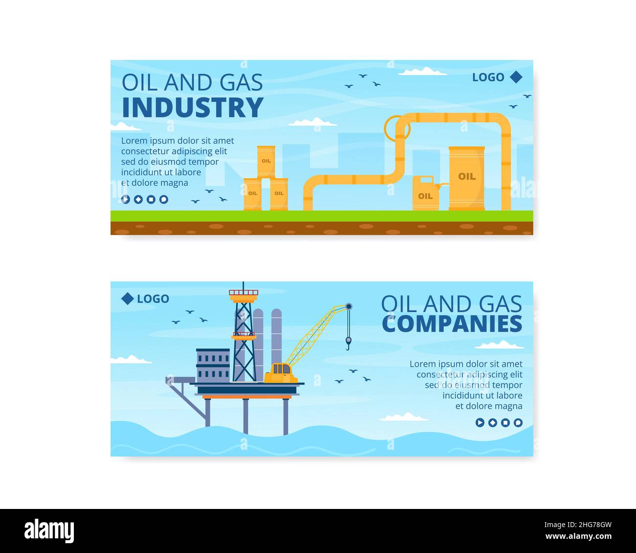 Oil Gas Industry Post Template Flat Design Illustration Editable of ...