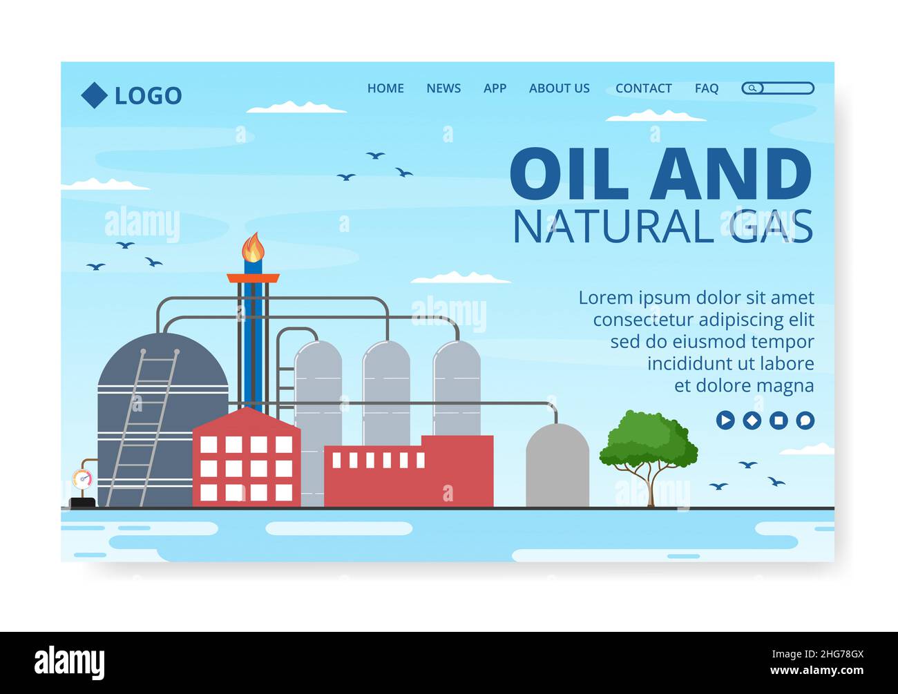 Oil Gas Industry Post Template Flat Design Illustration Editable of ...
