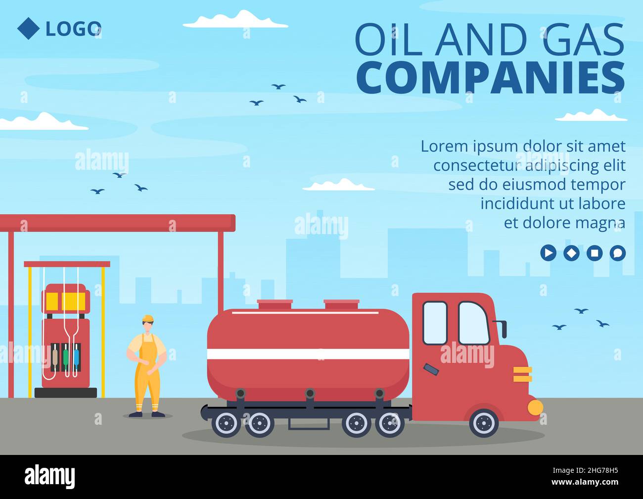 Oil Gas Industry Post Template Flat Design Illustration Editable of ...