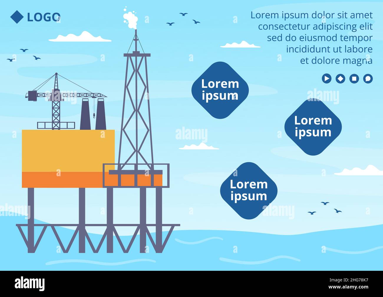 Oil Gas Industry Post Template Flat Design Illustration Editable of ...