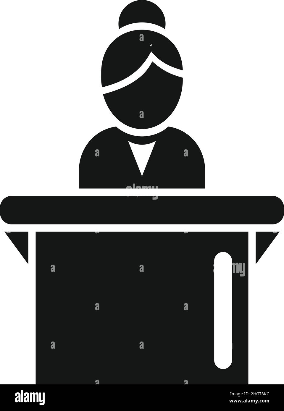 Woman speaker icon simple vector. Speech stand. Lecture stage Stock ...
