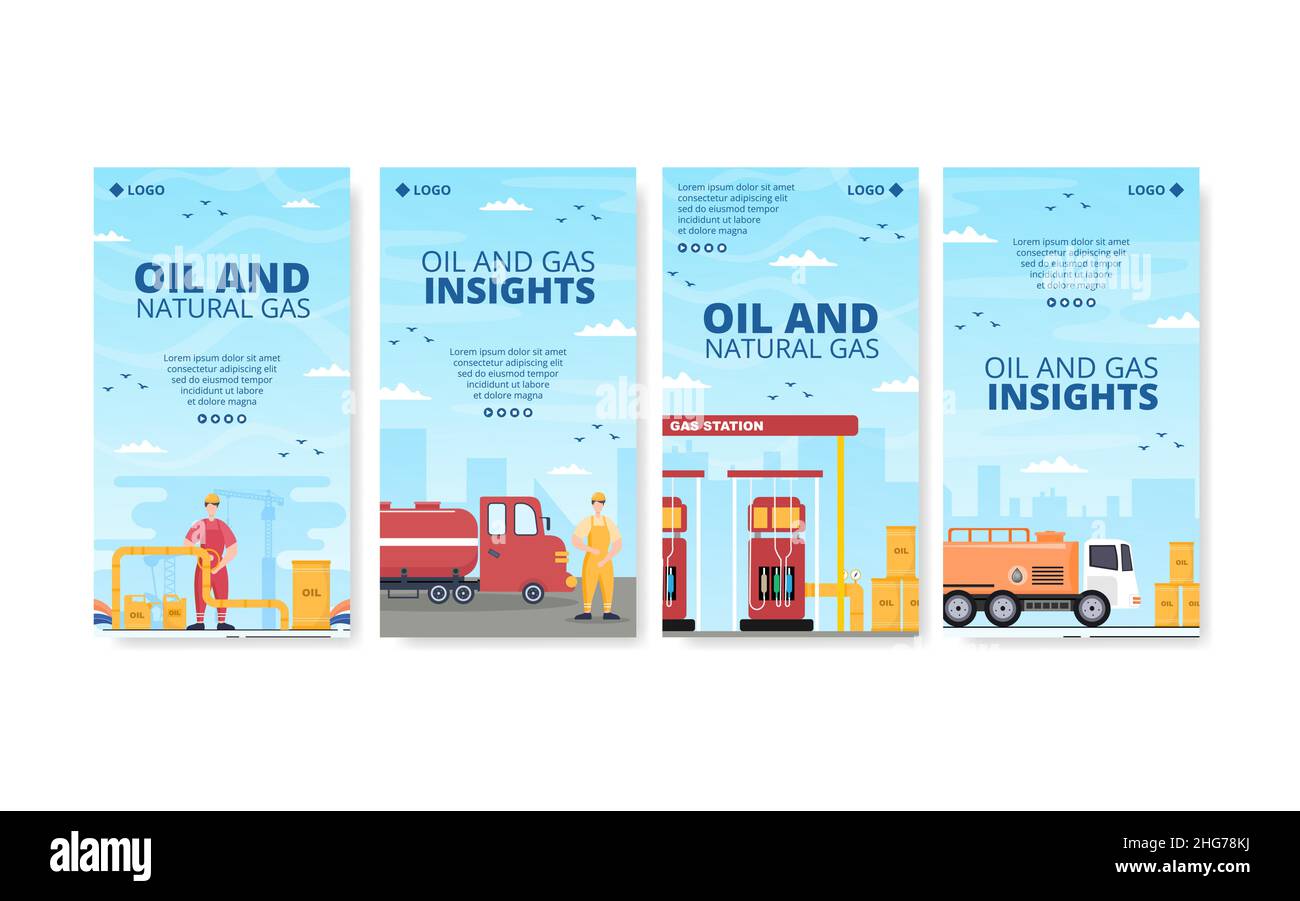 Oil Gas Industry Post Template Flat Design Illustration Editable of ...