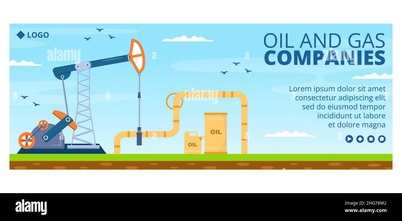 Oil Gas Industry Post Template Flat Design Illustration Editable of ...