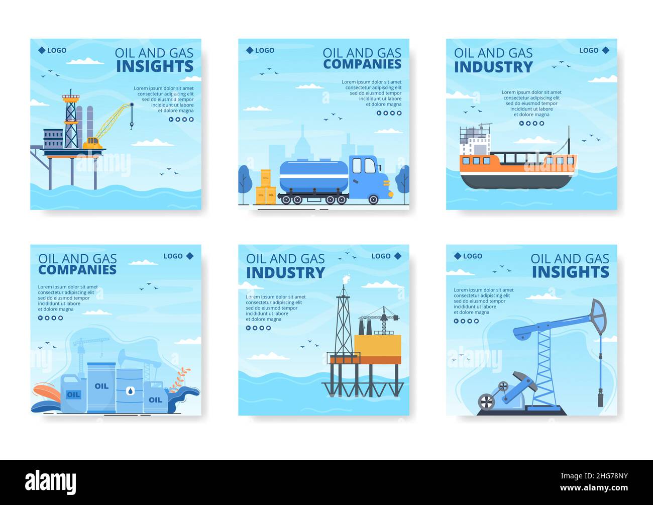 Oil Gas Industry Post Template Flat Design Illustration Editable of ...