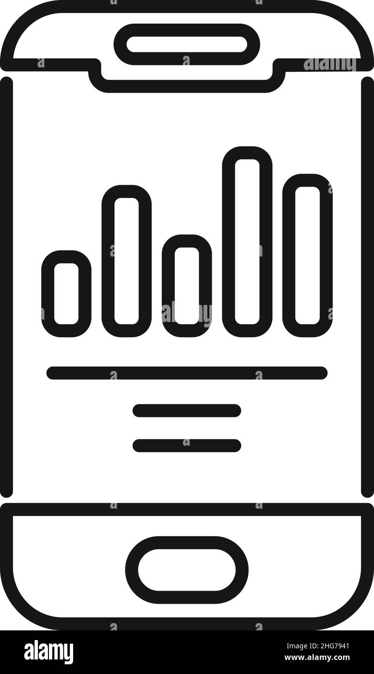Smartphone report icon outline vector. Graphic chart. Data market Stock ...