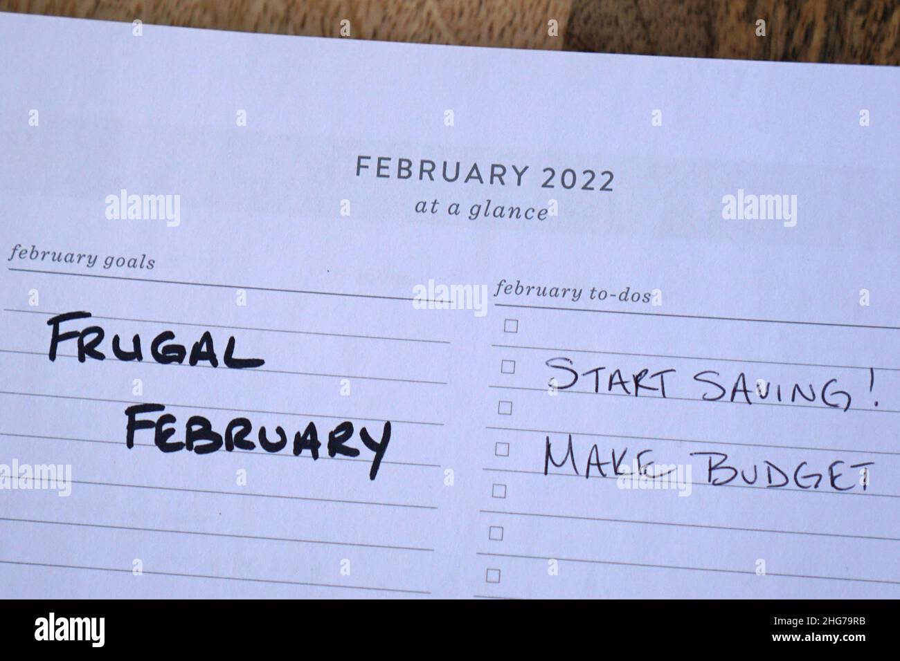 Frugal February written on the calendar. The idea behind Frugal ...
