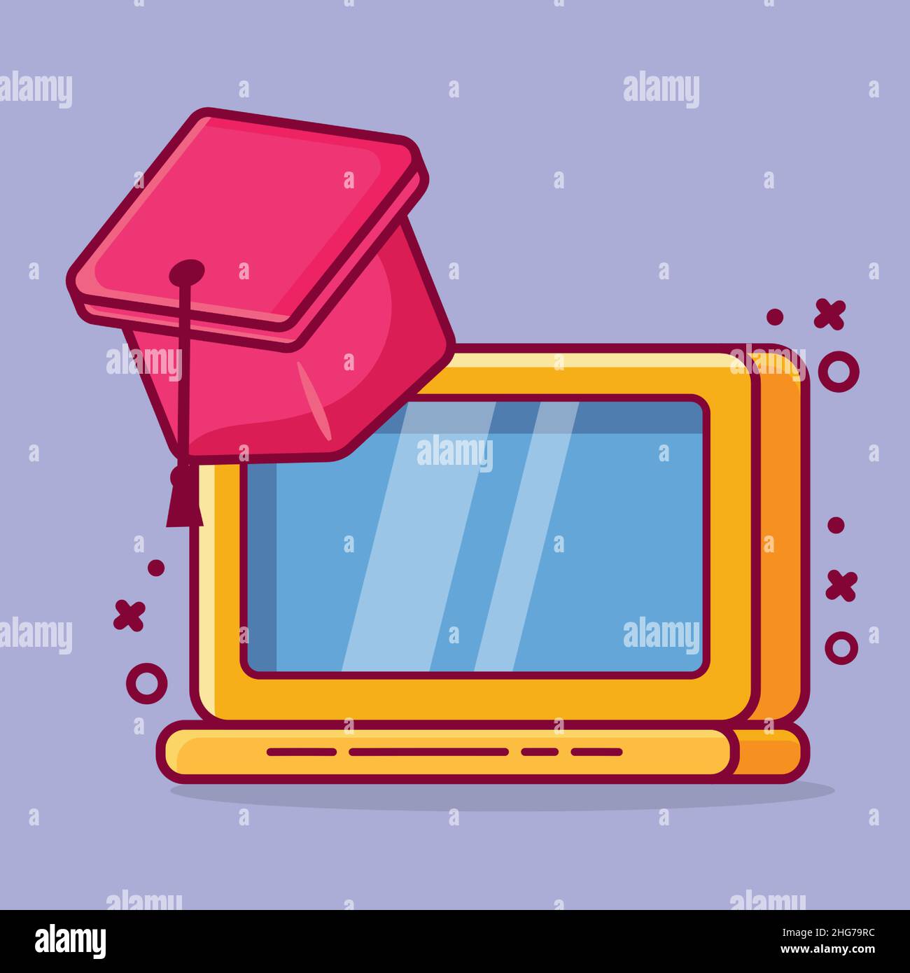 online graduation concept isolated cartoon vector illustration Stock ...