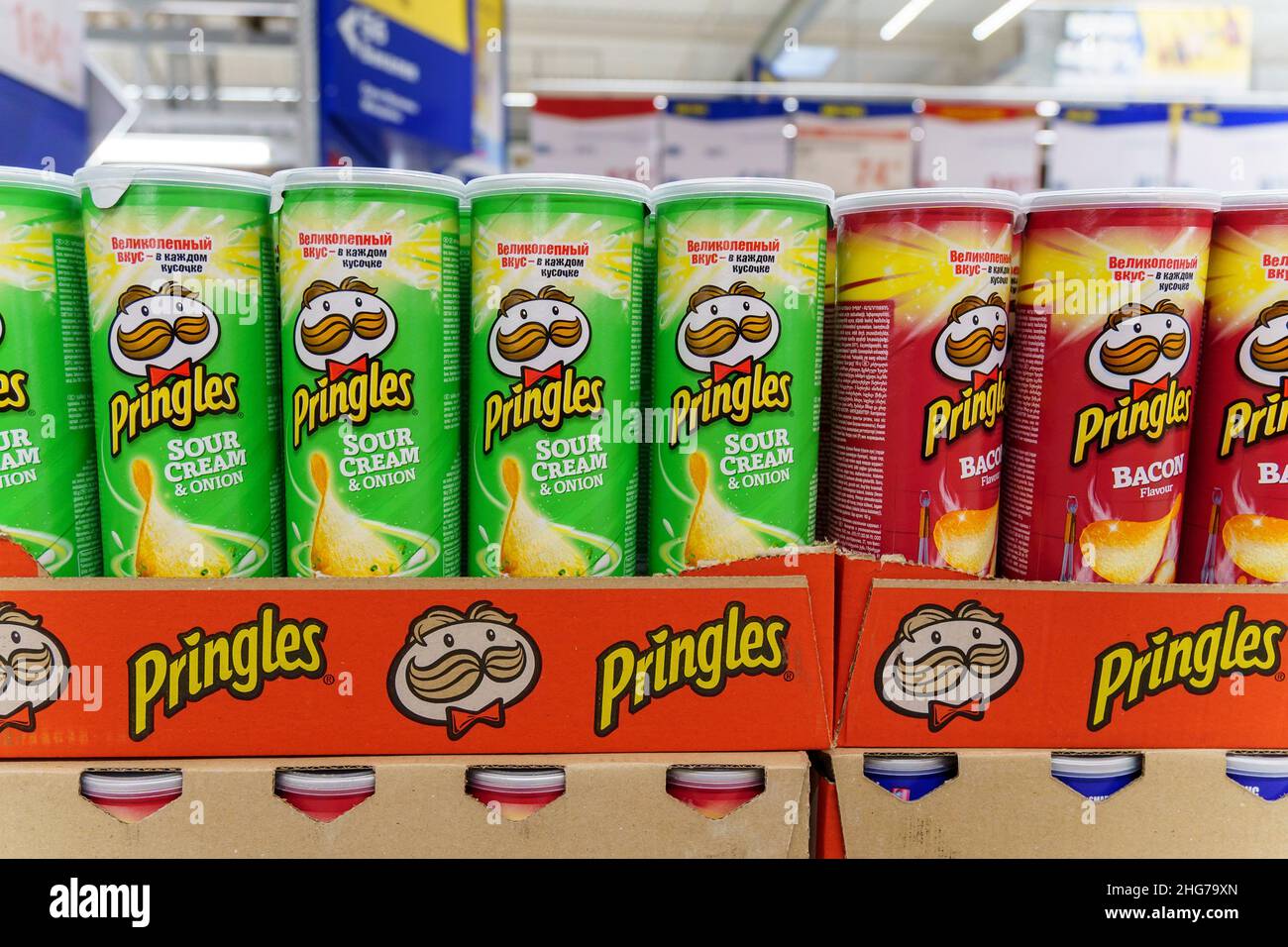 Volzhsky, Russia-September 21, 2021: Pringles is a brand of potato ...