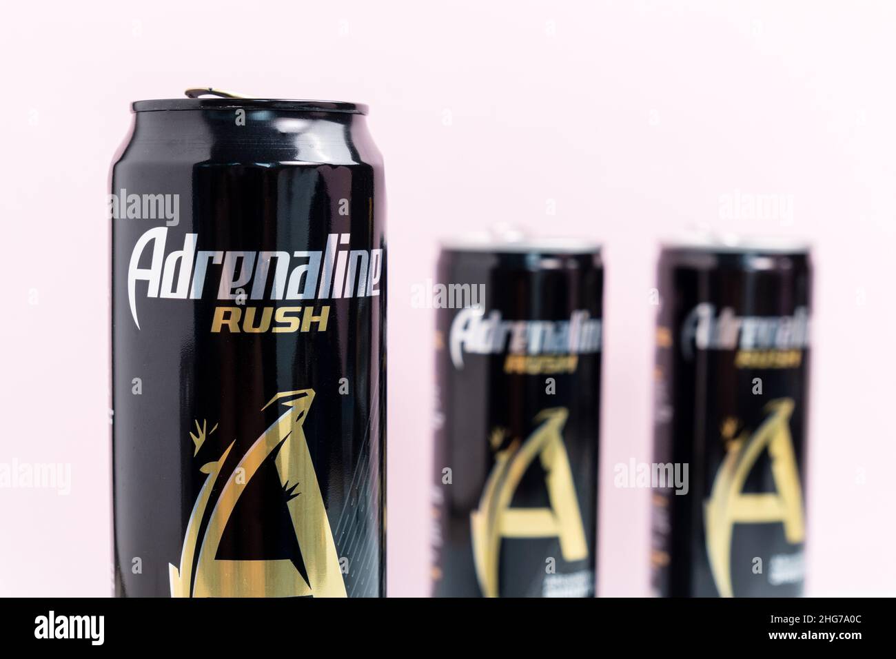 Tyumen, Russia-October 15, 2021: Adrenaline Rush energy drink by Pepsi ...