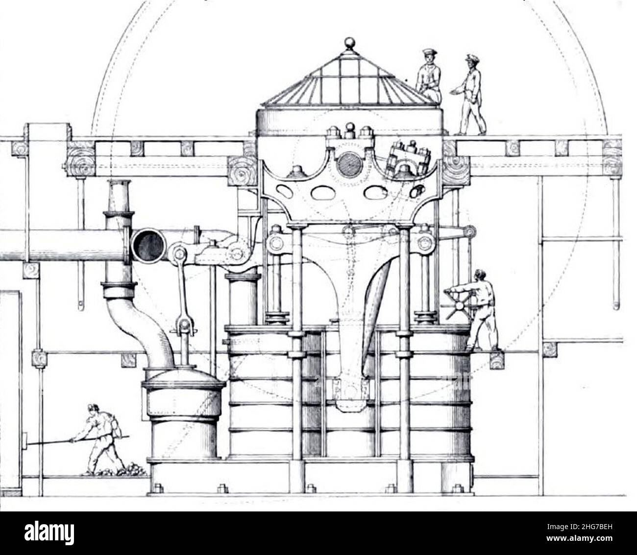 Siamese engine of HMS Retribution Stock Photo - Alamy