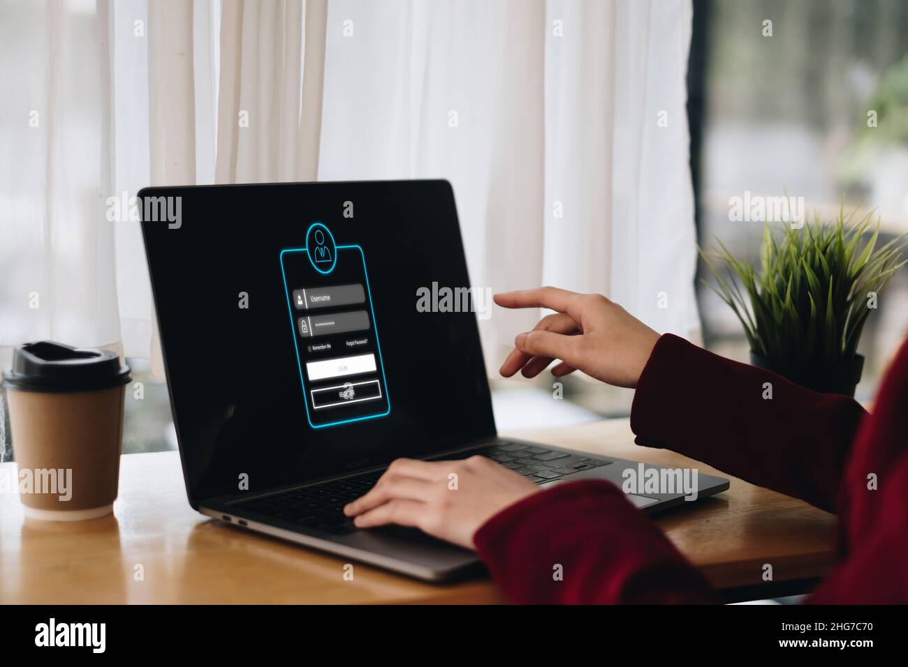 Business Finance and Accounting Concept. Business woman using security ...