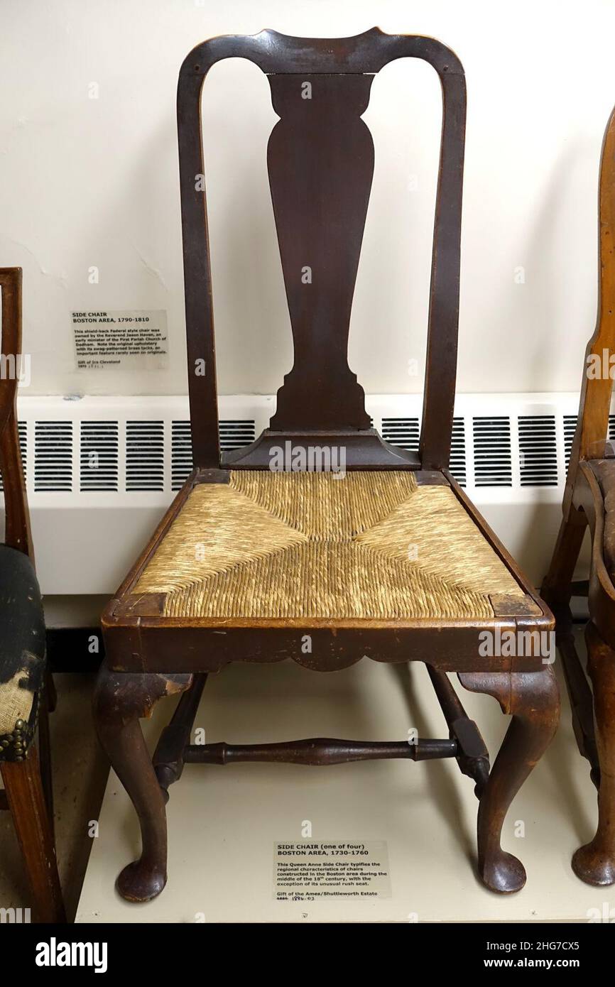 Side chair, Queen Anne style, Boston area, 1730-1760 Stock Photo - Alamy