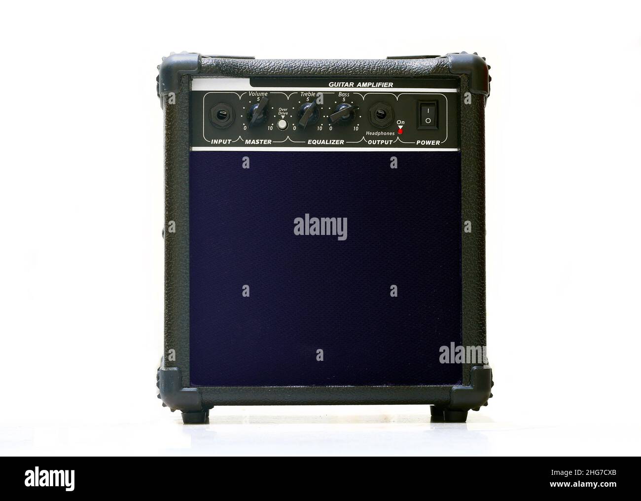 Guitar amplifier in close up over white background Stock Photo - Alamy