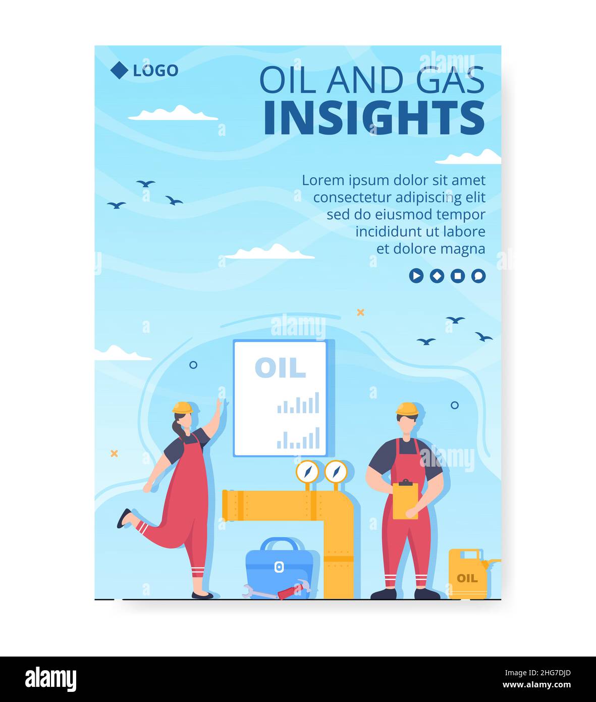 Oil Gas Industry Poster Template Flat Design Illustration Editable of ...