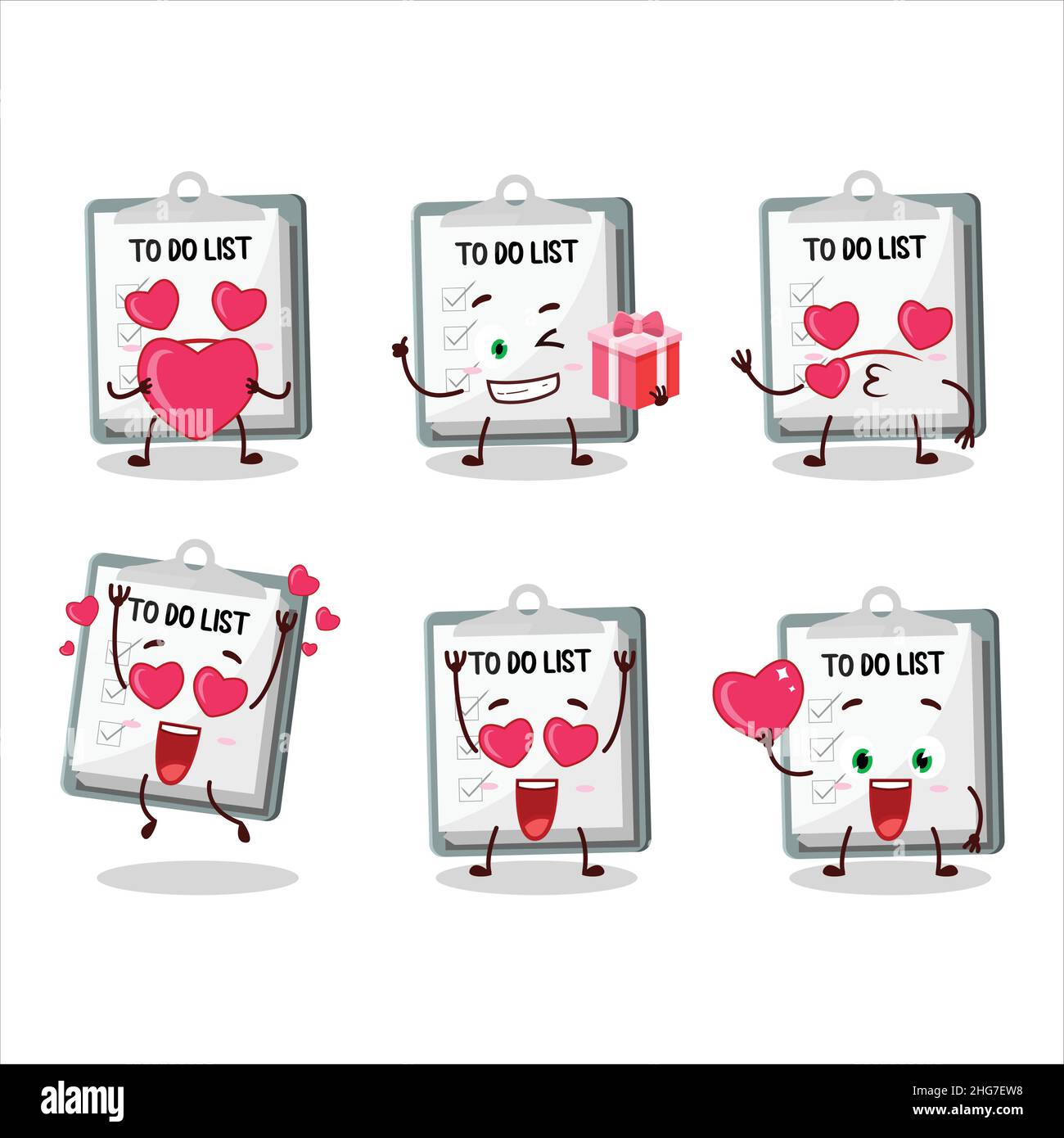 Paper sheet with clipboard cartoon character with love cute emoticon ...