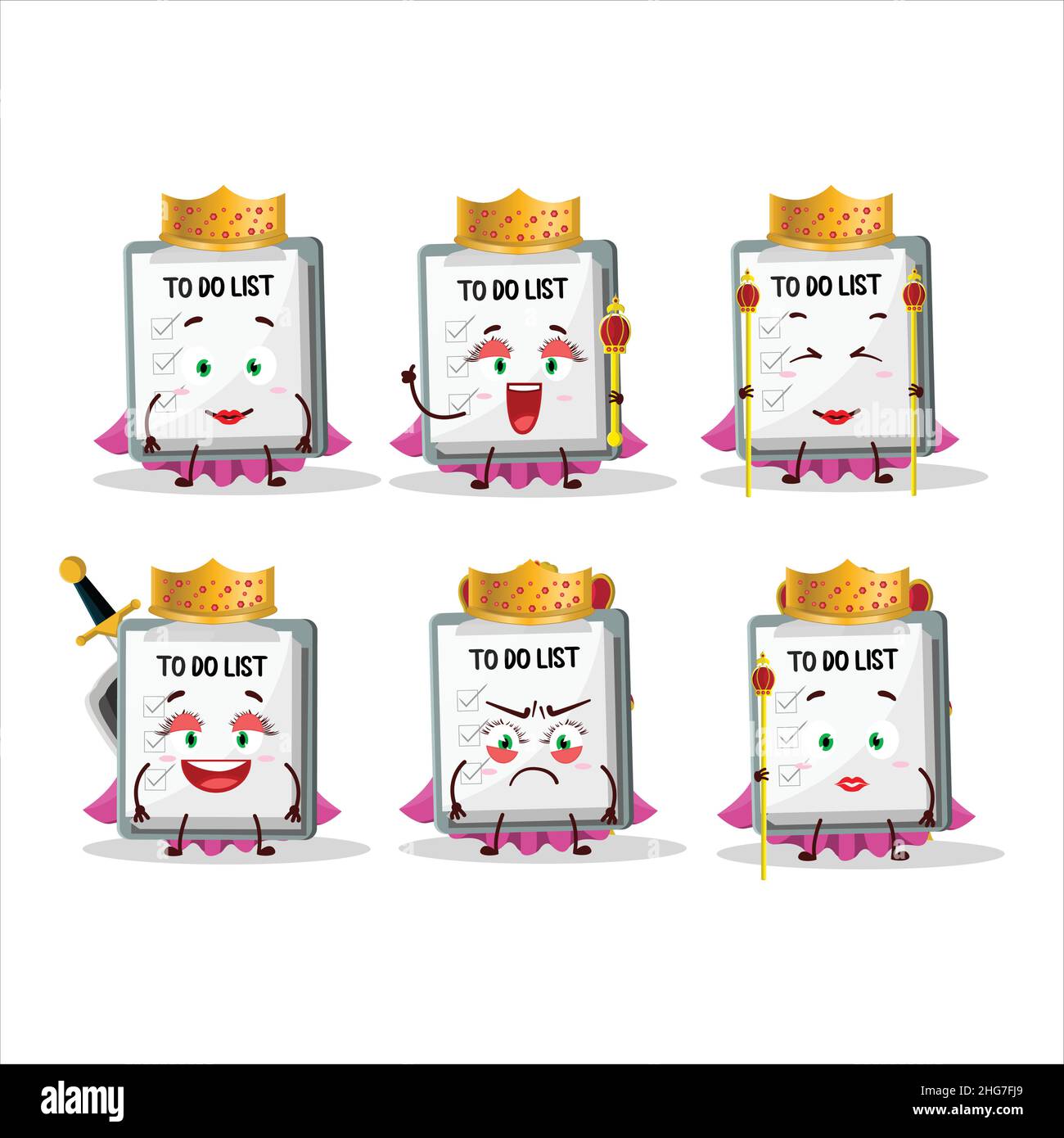 Queen and her magic clothes cartoon of paper sheet with clipboard ...