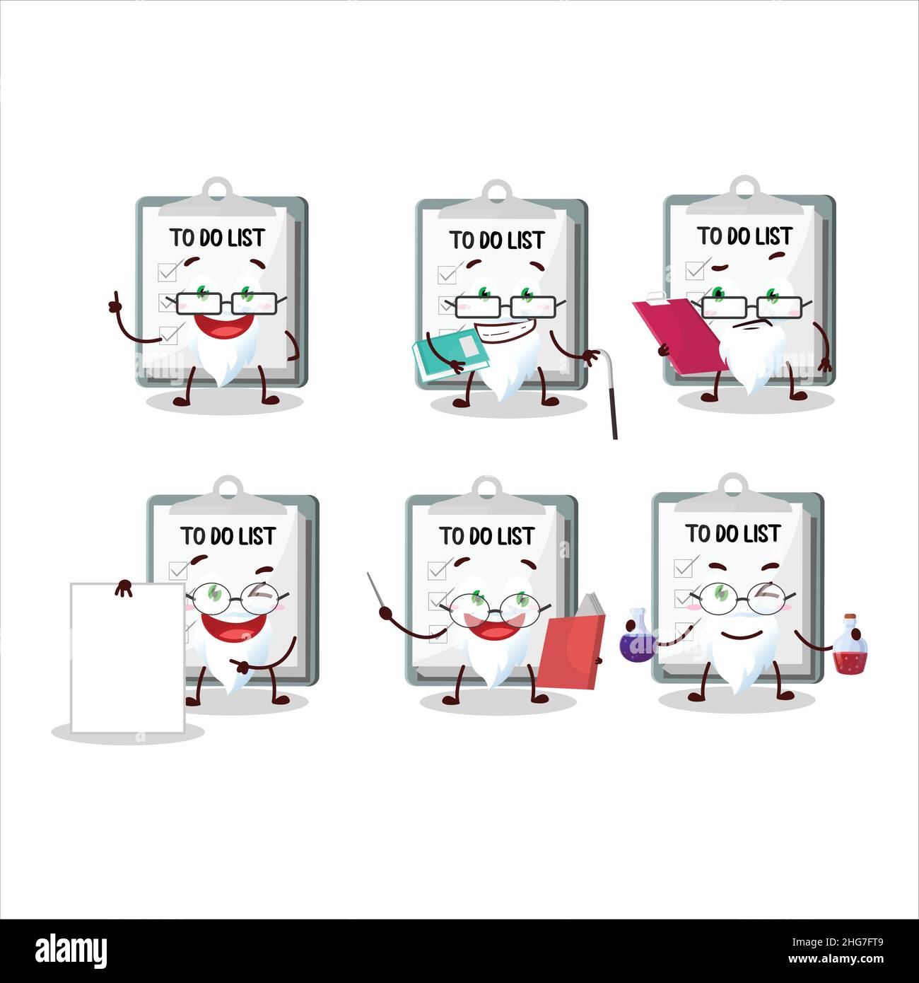 Professor paper sheet with clipboard academic cartoon character working ...