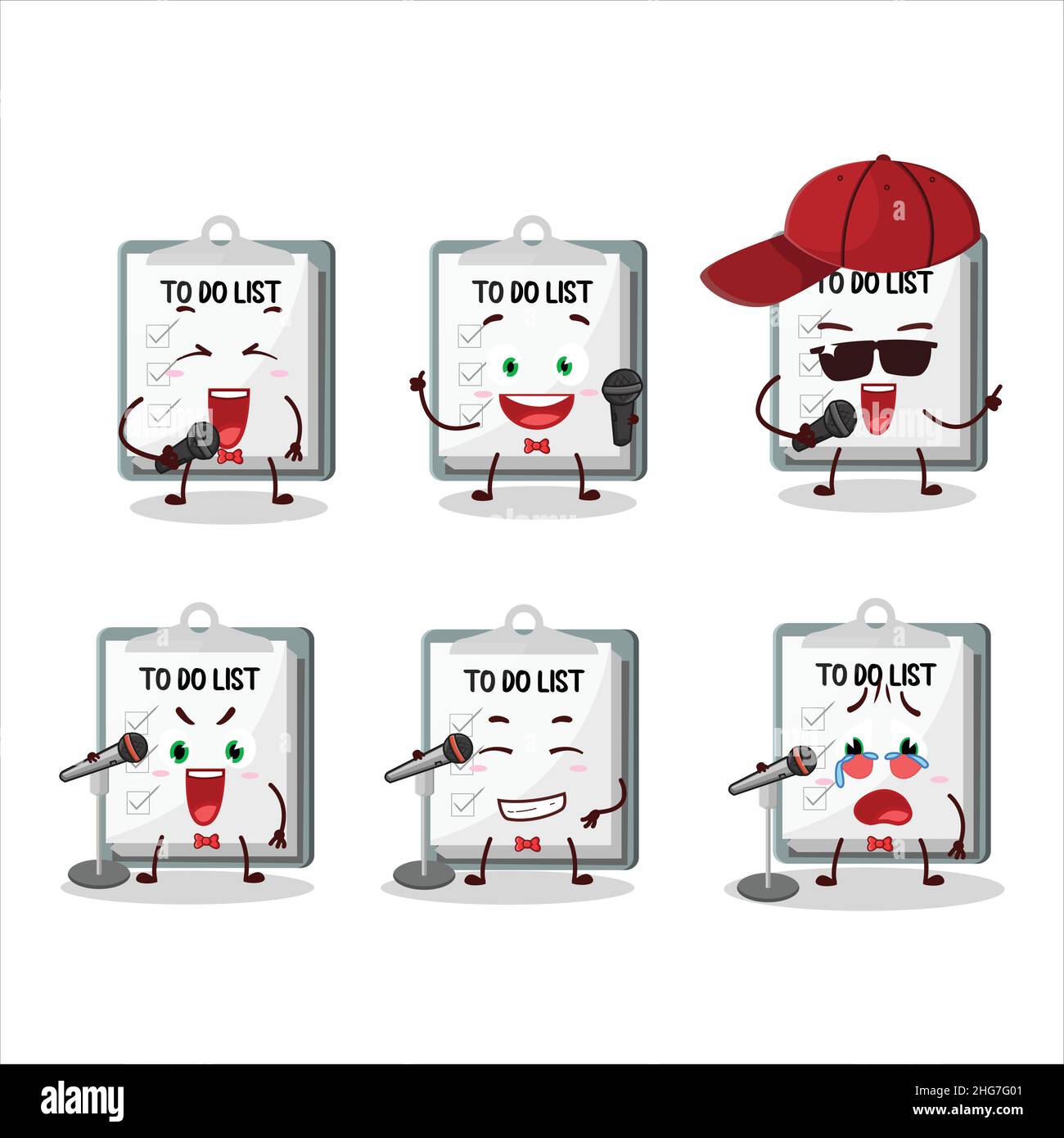 A Cute Cartoon design concept of paper sheet with clipboard singing a ...