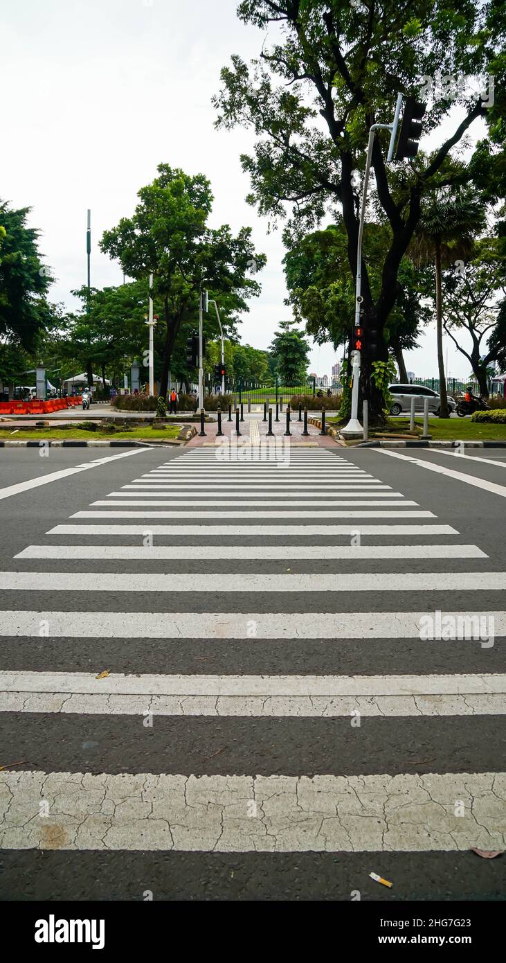 Jakarta Indonesia 4th January 2022 zebracross at main road in central ...