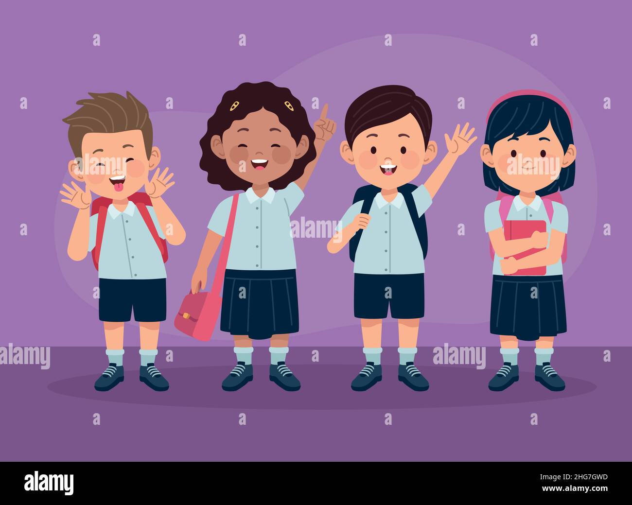 four little students Stock Vector Image & Art - Alamy