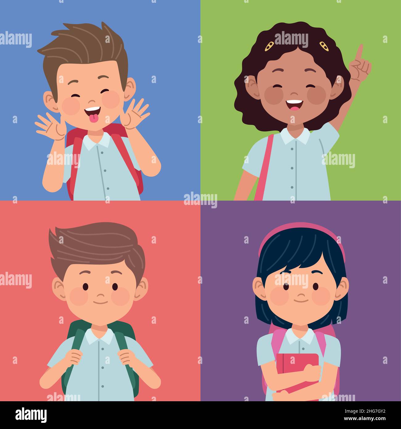 four little students kids Stock Vector Image & Art - Alamy