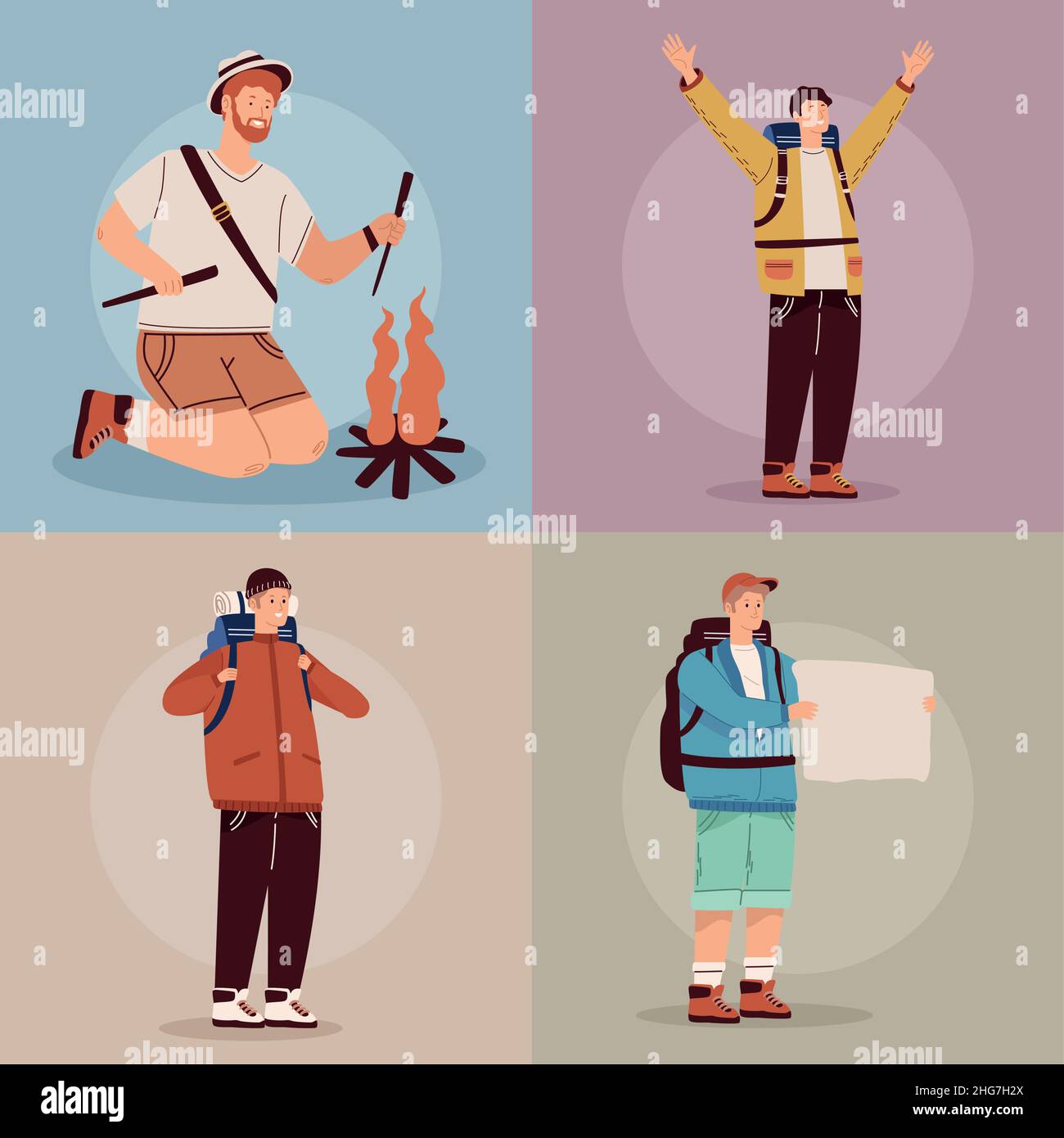 four travelers adventurers characters Stock Vector Image & Art - Alamy