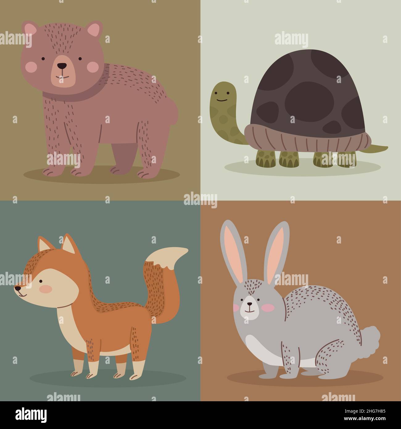 four cute animals icons Stock Vector Image & Art - Alamy