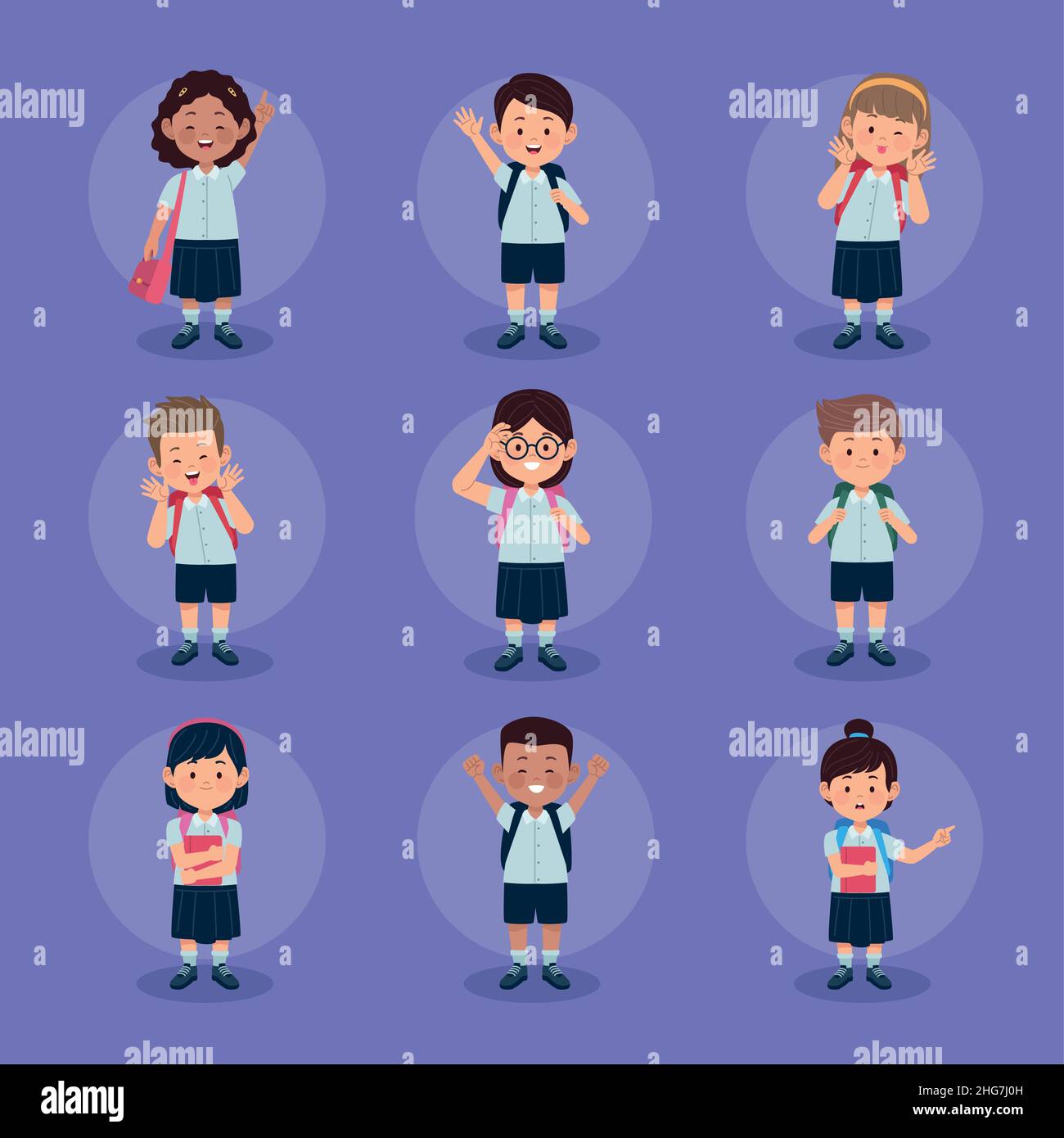 nine little students kids Stock Vector Image & Art - Alamy