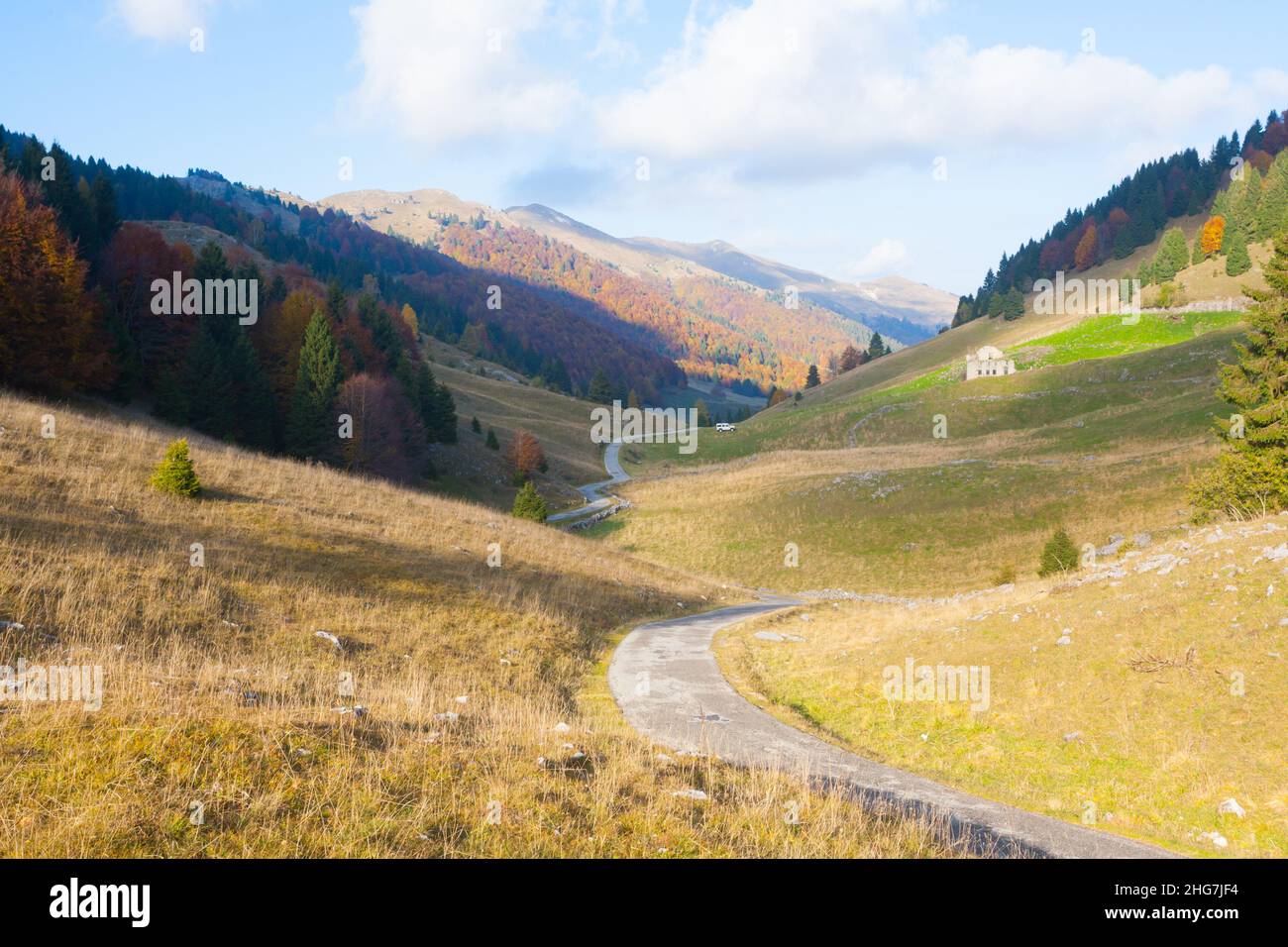 Mount Grappa autumn landscape. Italian Alps beautiful view Stock Photo ...