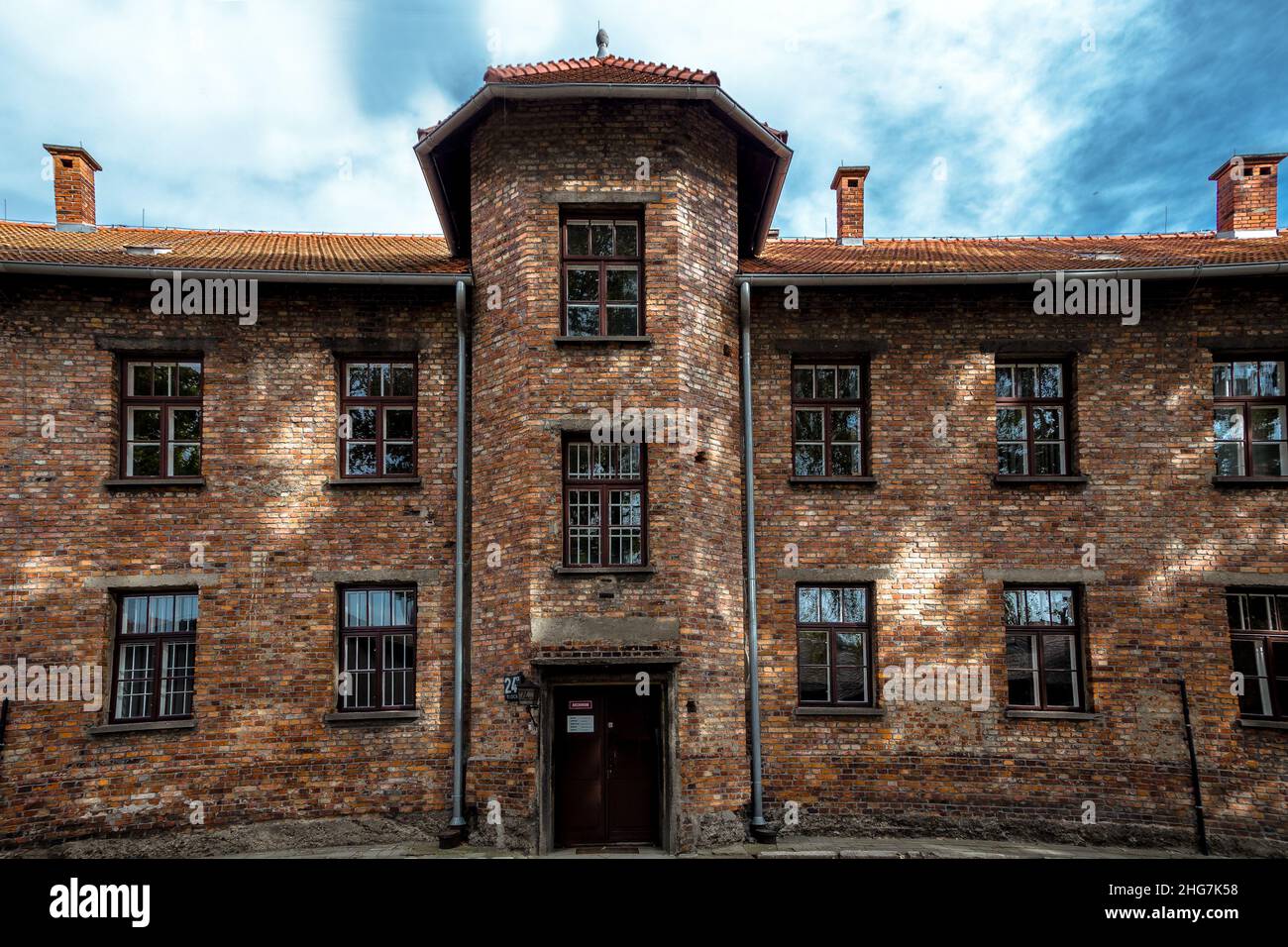 Brick house block, Auschwitz Birkenau Concentration Camp, Poland Stock ...