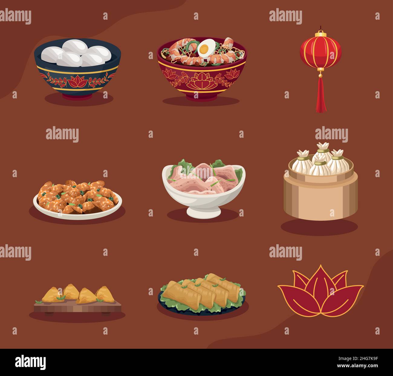 nine chinese food dishes Stock Vector Image & Art - Alamy
