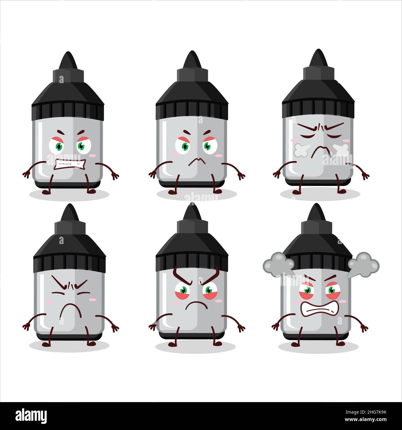 Whiteboard marker cartoon character with various angry expressions ...