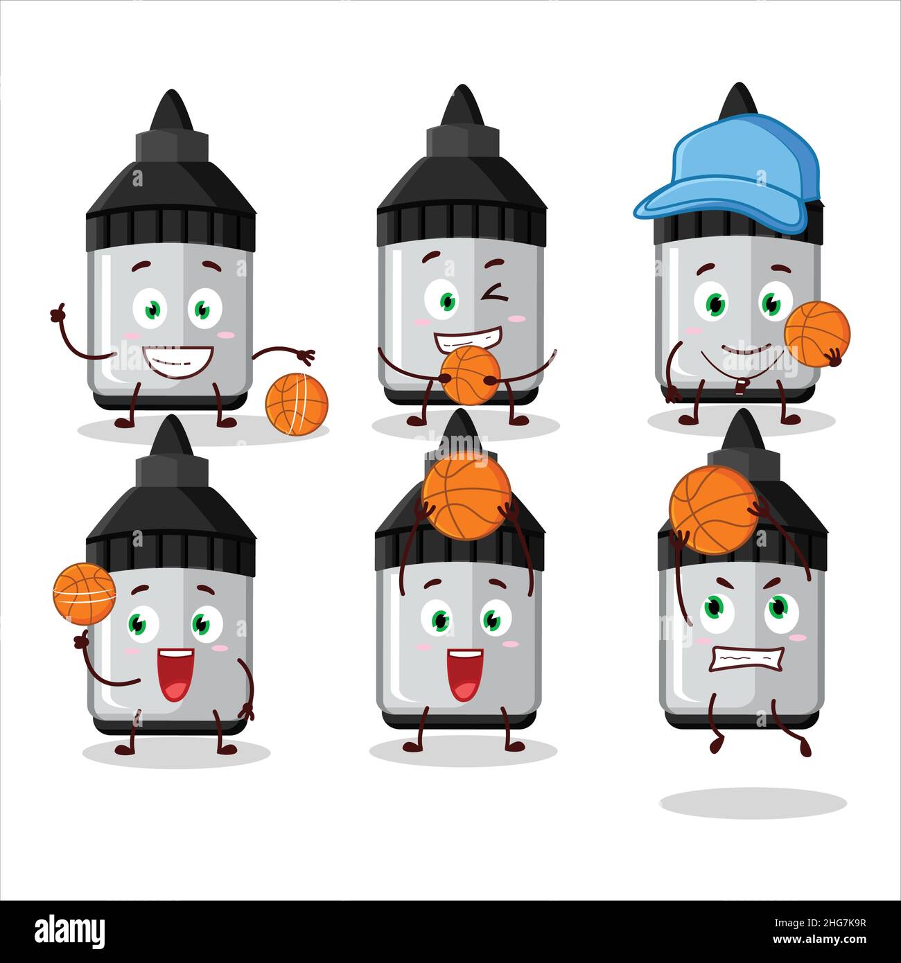 Talented whiteboard marker cartoon character as a basketball athlete ...