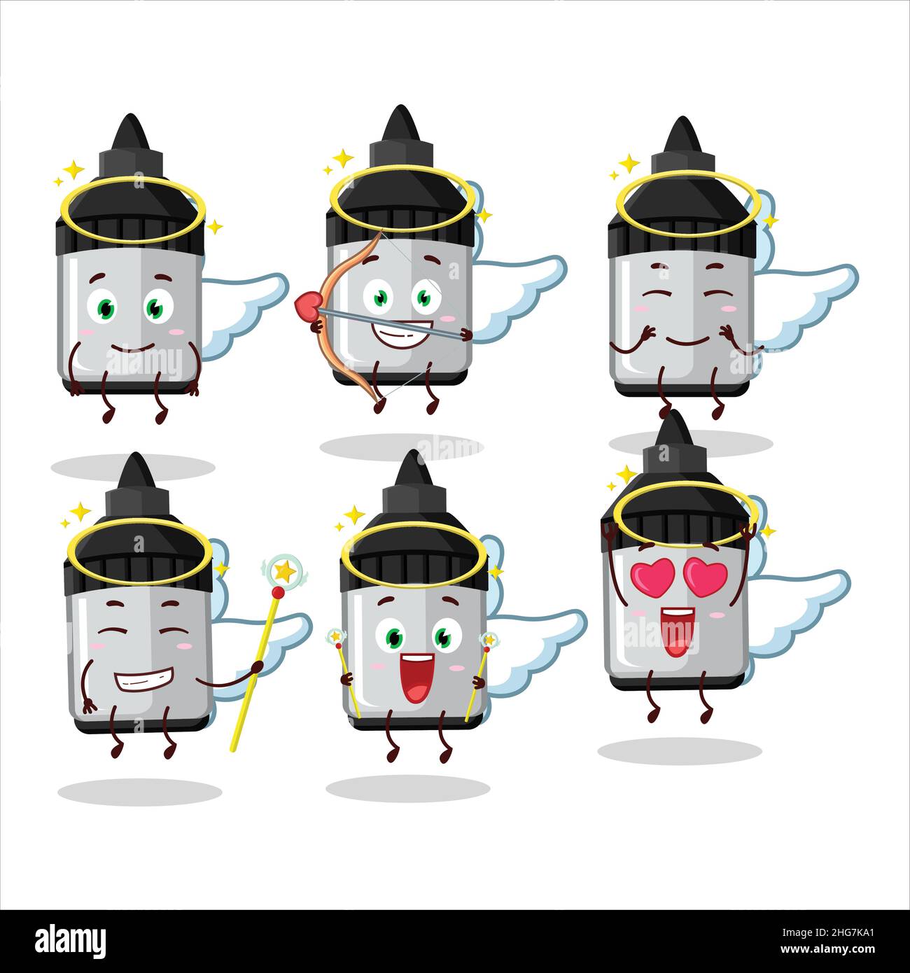 Whiteboard Marker Cartoon Designs As A Cute Angel Character Vector